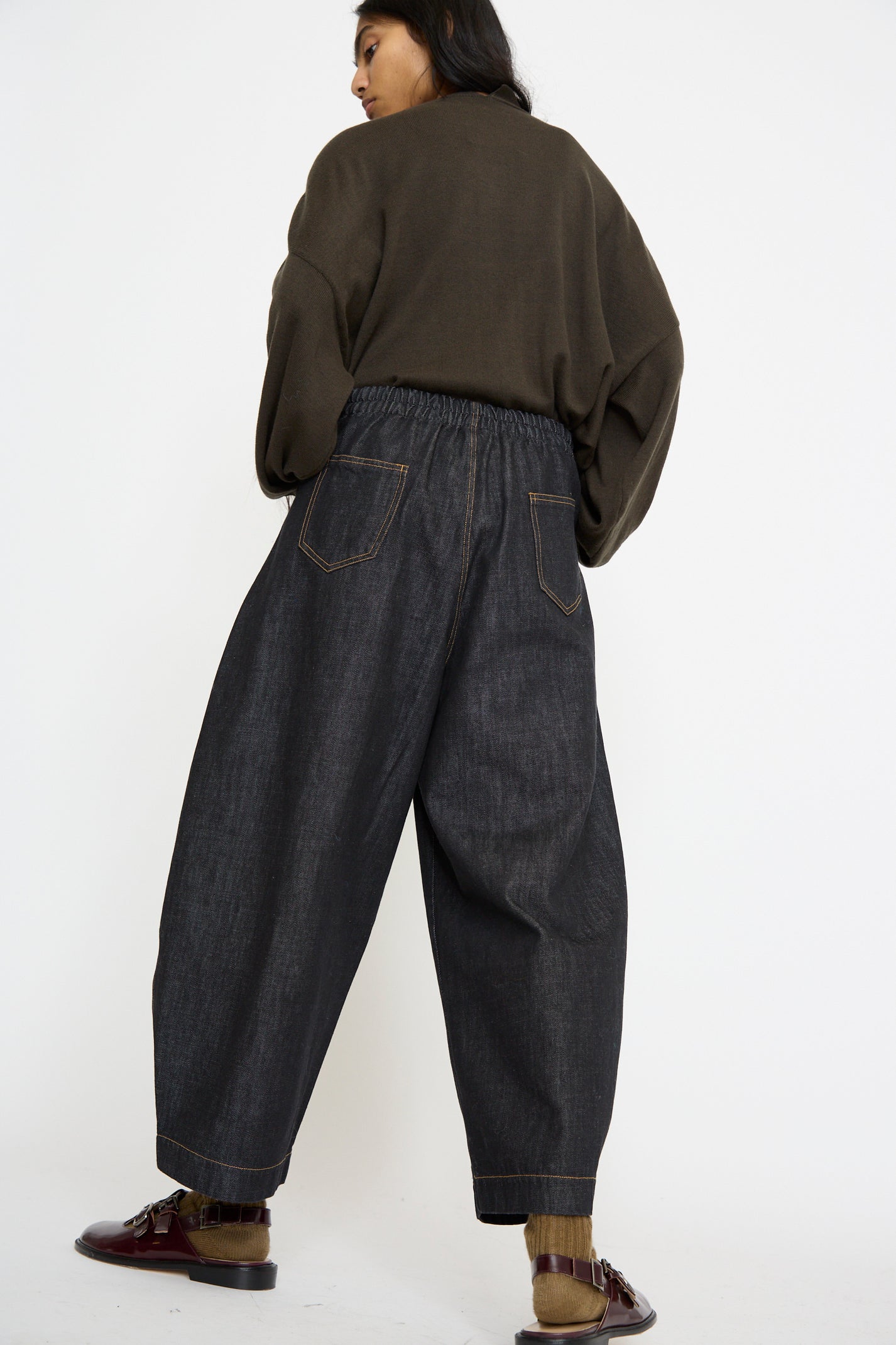 Cordera - Denim Curved Pant in Black | Oroboro Store • New York, NY
